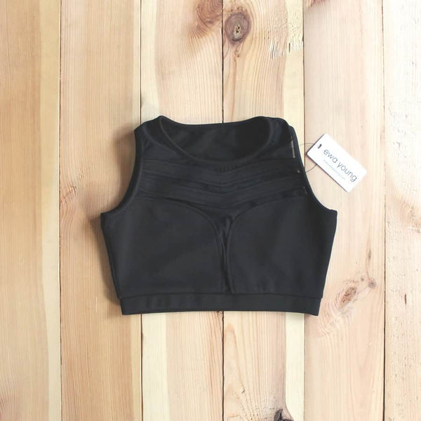 Athleisure Mesh Panel Crop top - Black – ewa young